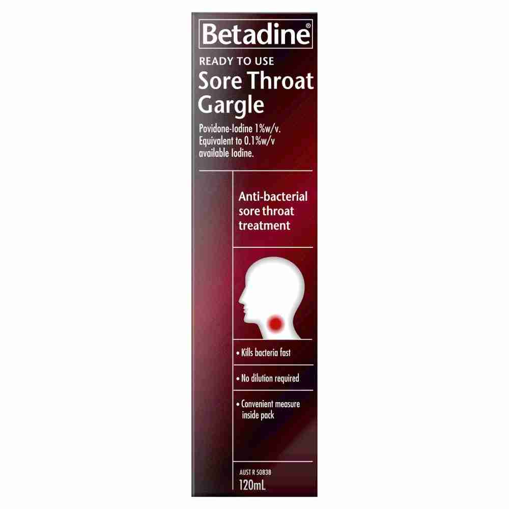 Betadine Sore Throat Gargle 120ml - Ready to Use